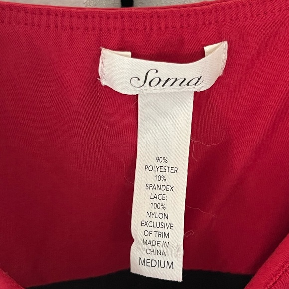 Soma | Intimates & Sleepwear | Soma Dress Women Medium Red Black Lace ...